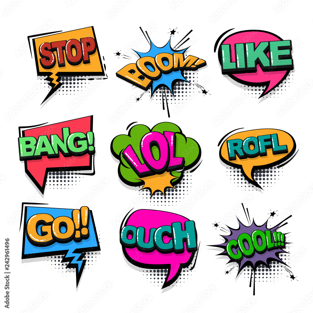 Comic text collection sound effects pop art style Stock Vector | Adobe ...