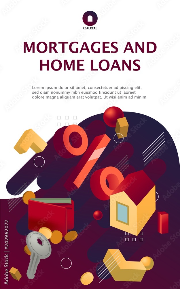 Vector realism illustration concept: Real estate, building and ...