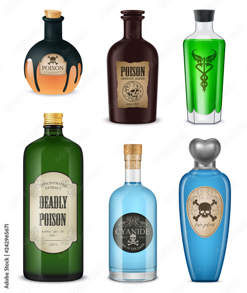 Realistic Poison Icon Set Stock Vector | Adobe Stock