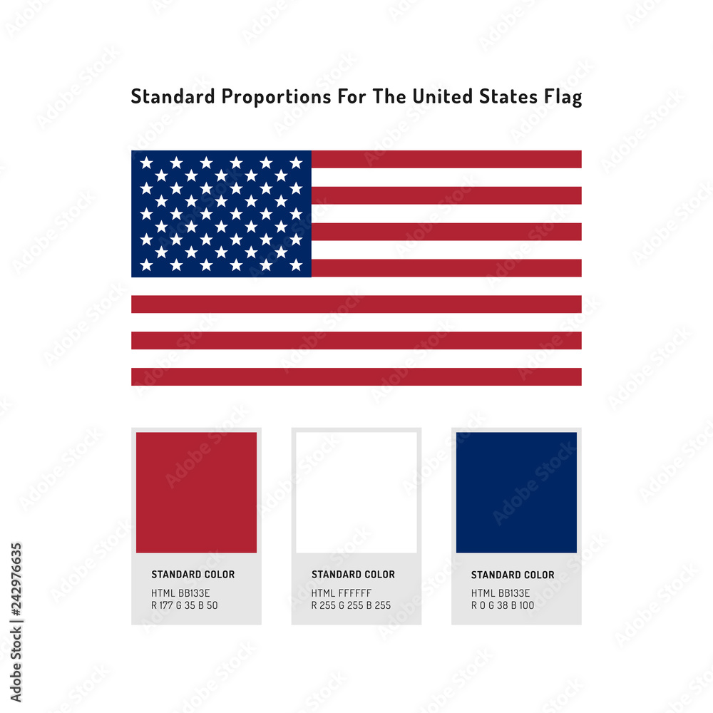United States flag icon, USA flag. Standard Proportions and colors For ...