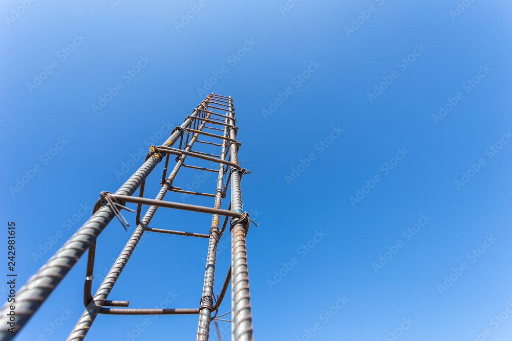 Rebar steel for pillar or pole in process of house building Stock Photo ...