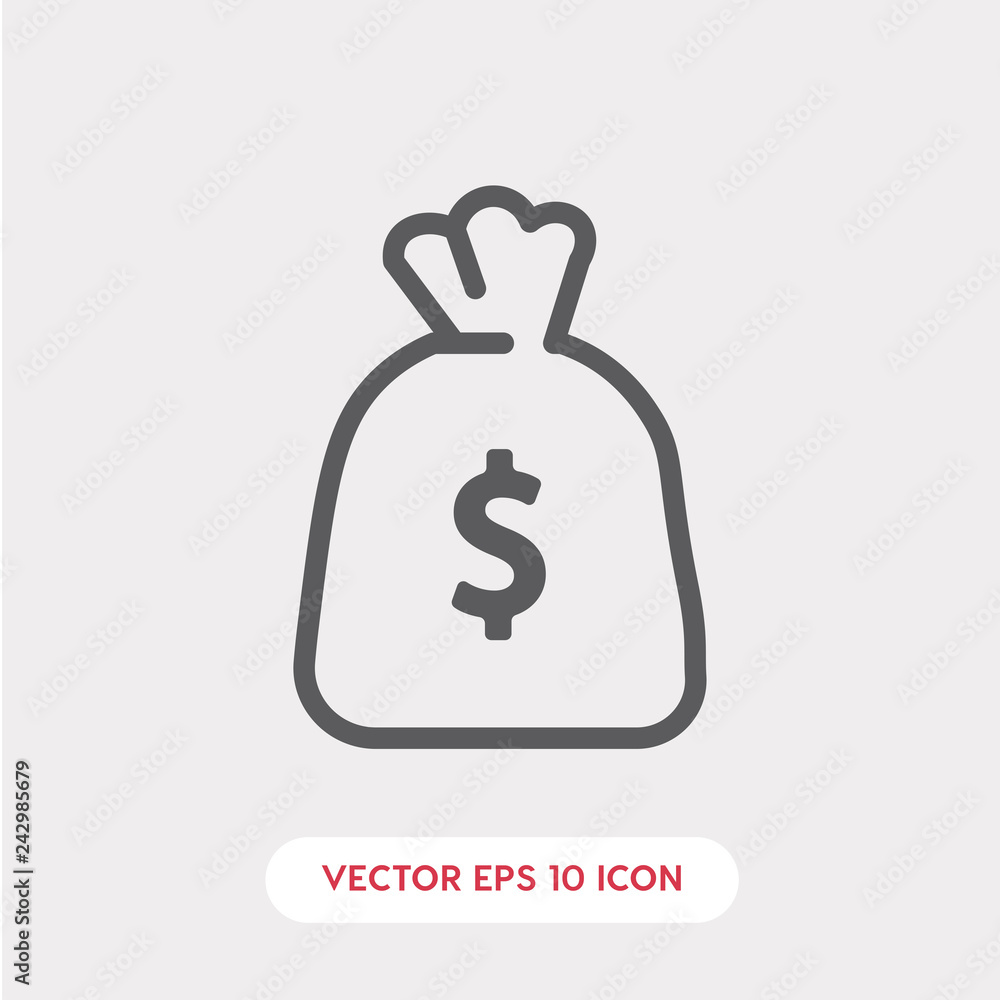 money bag icon. money bag icon vector. Linear style sign for mobile ...