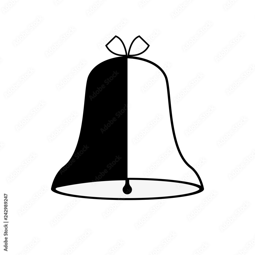 Vector image of a bell of black and white on an isolated white ...