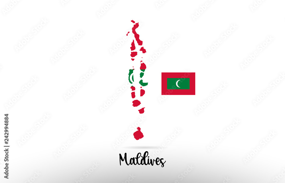 Maldives country flag inside map contour design icon logo Stock Vector ...
