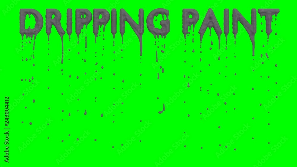 Animated dripping a lot of grey paint or pigment or ink or other thick ...