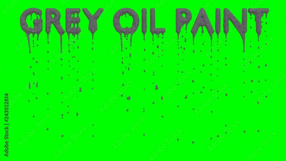 Animated dripping a lot of grey paint or pigment or ink or other thick ...