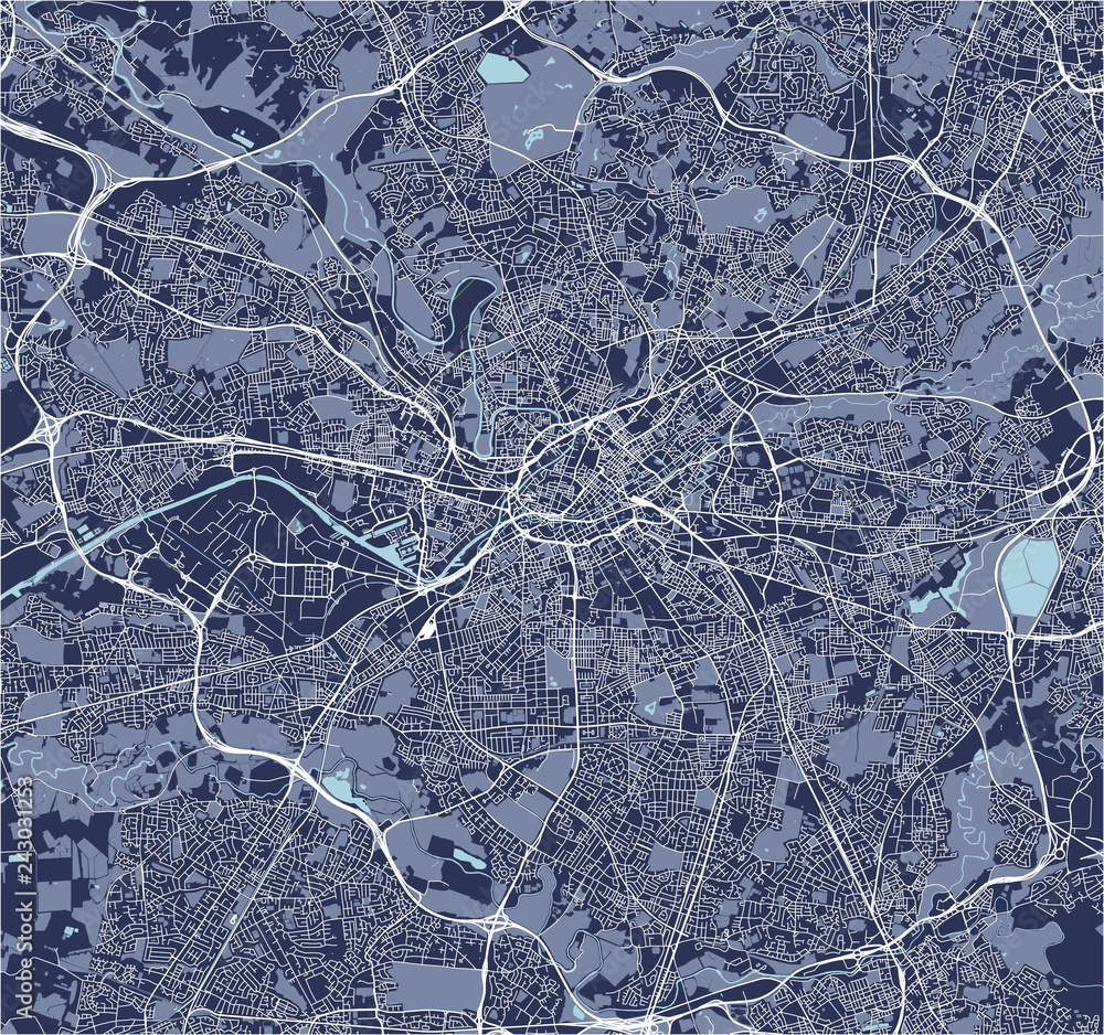 map of the city of Manchester, England, Great Britain Stock Vector ...