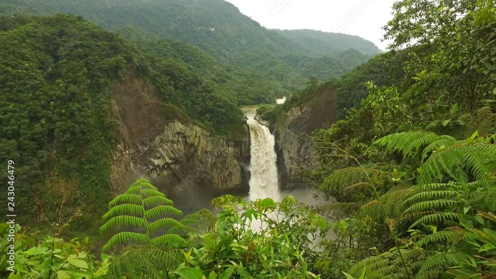 The San Rafael Waterfall, the tallest waterfall in Ecuador, with a ...