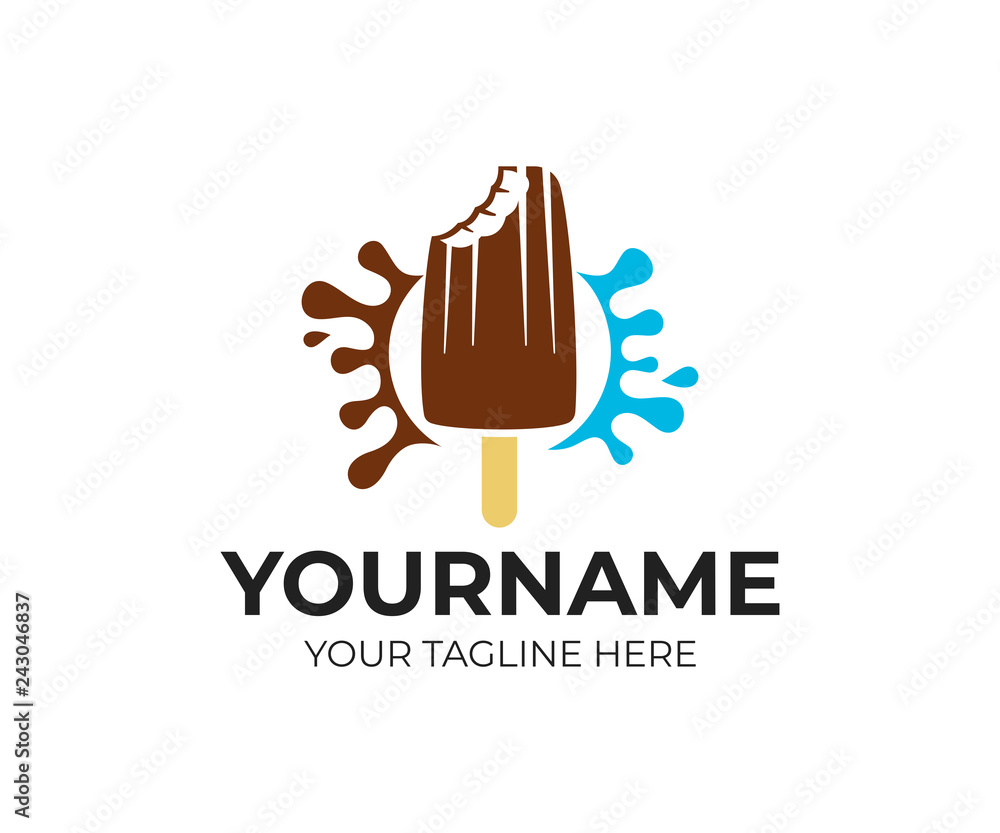 Ice cream, popsicle and sweet food, logo design. Fast food, meal and ...