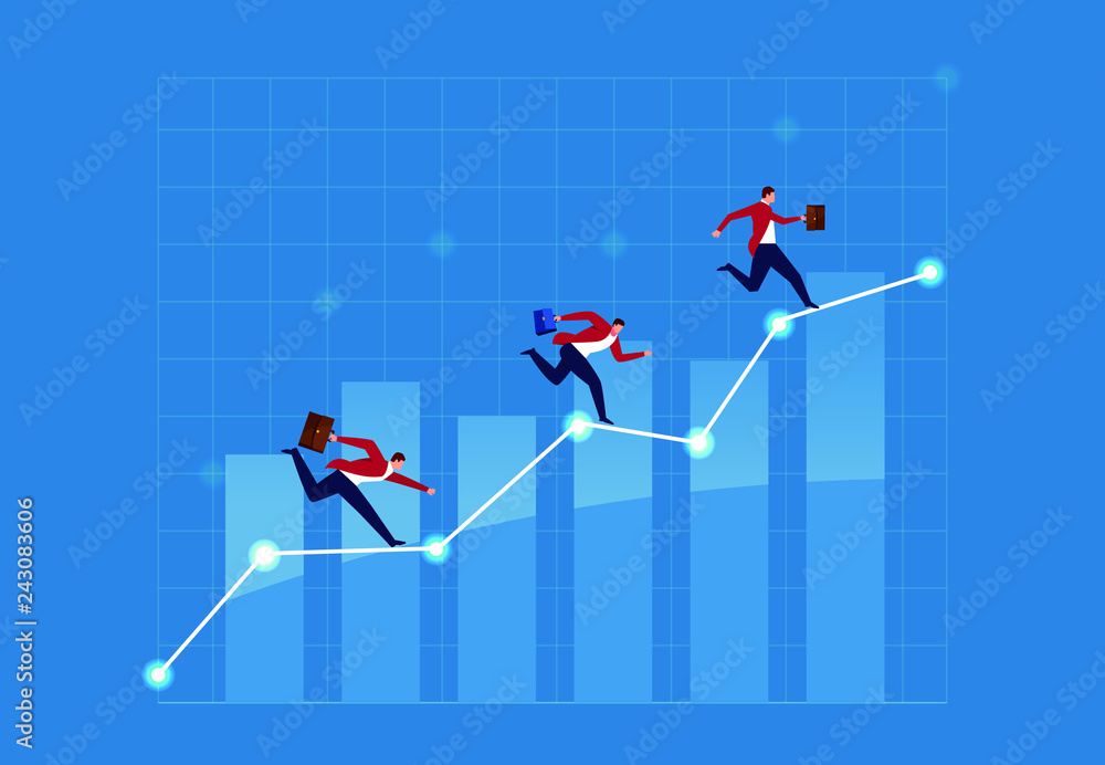 Business people running on the bar chart Stock Vector | Adobe Stock