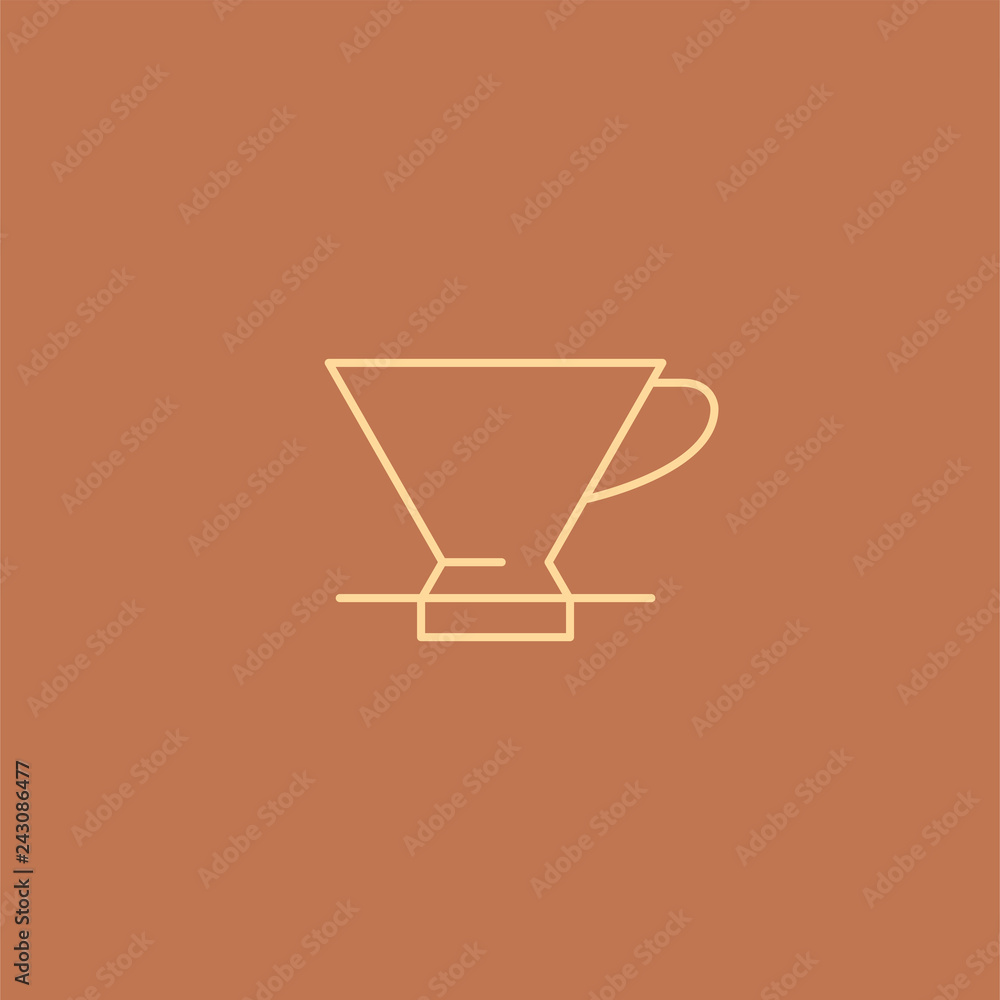 Coffee icon and linear coffeeshop badge in outline style with trendy ...