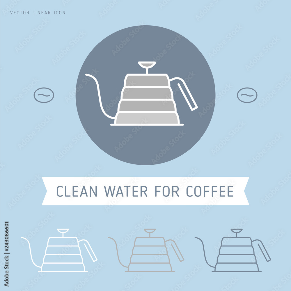 Coffee icon and linear coffeeshop badge in outline style with trendy ...