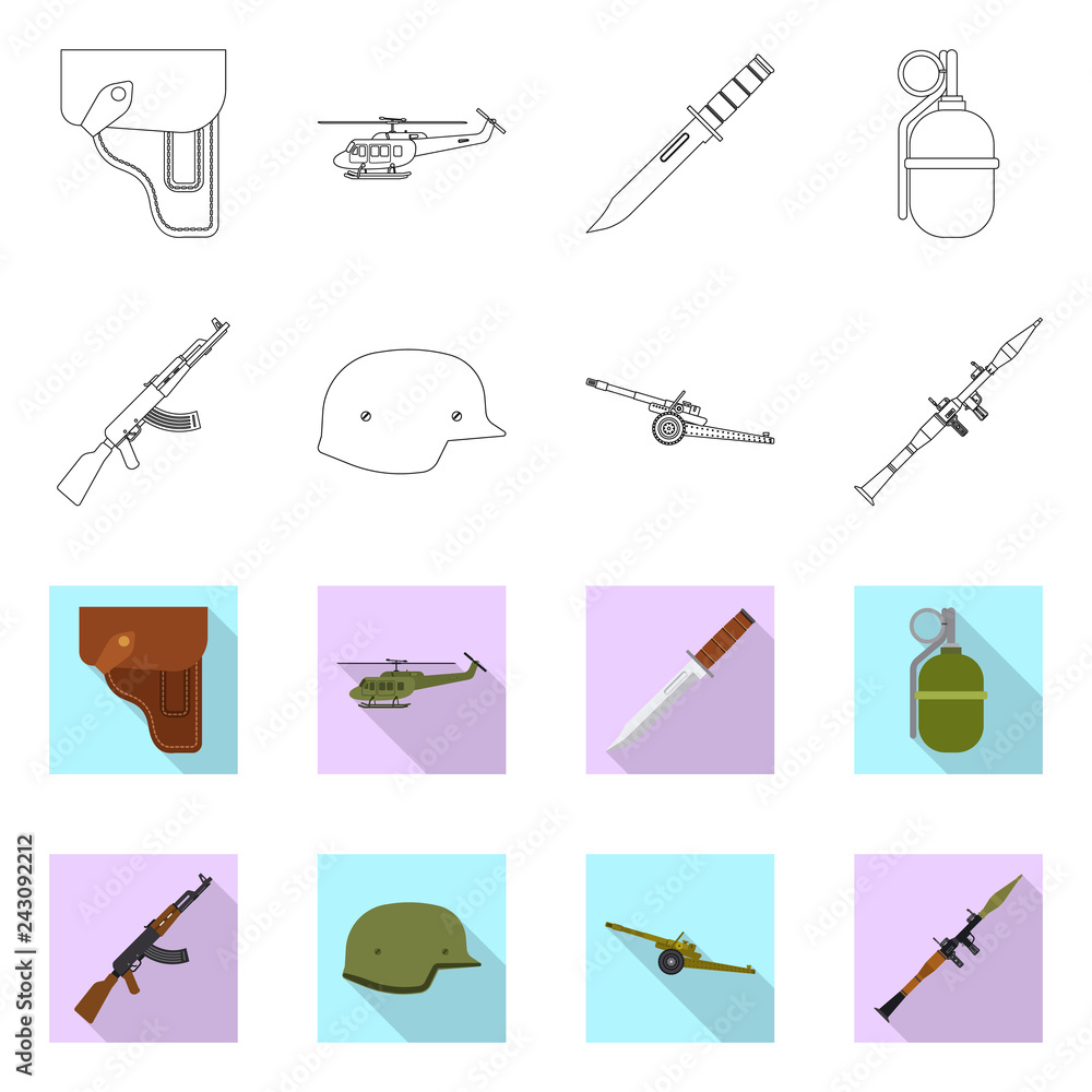 Vector design of weapon and gun icon. Set of weapon and army stock ...