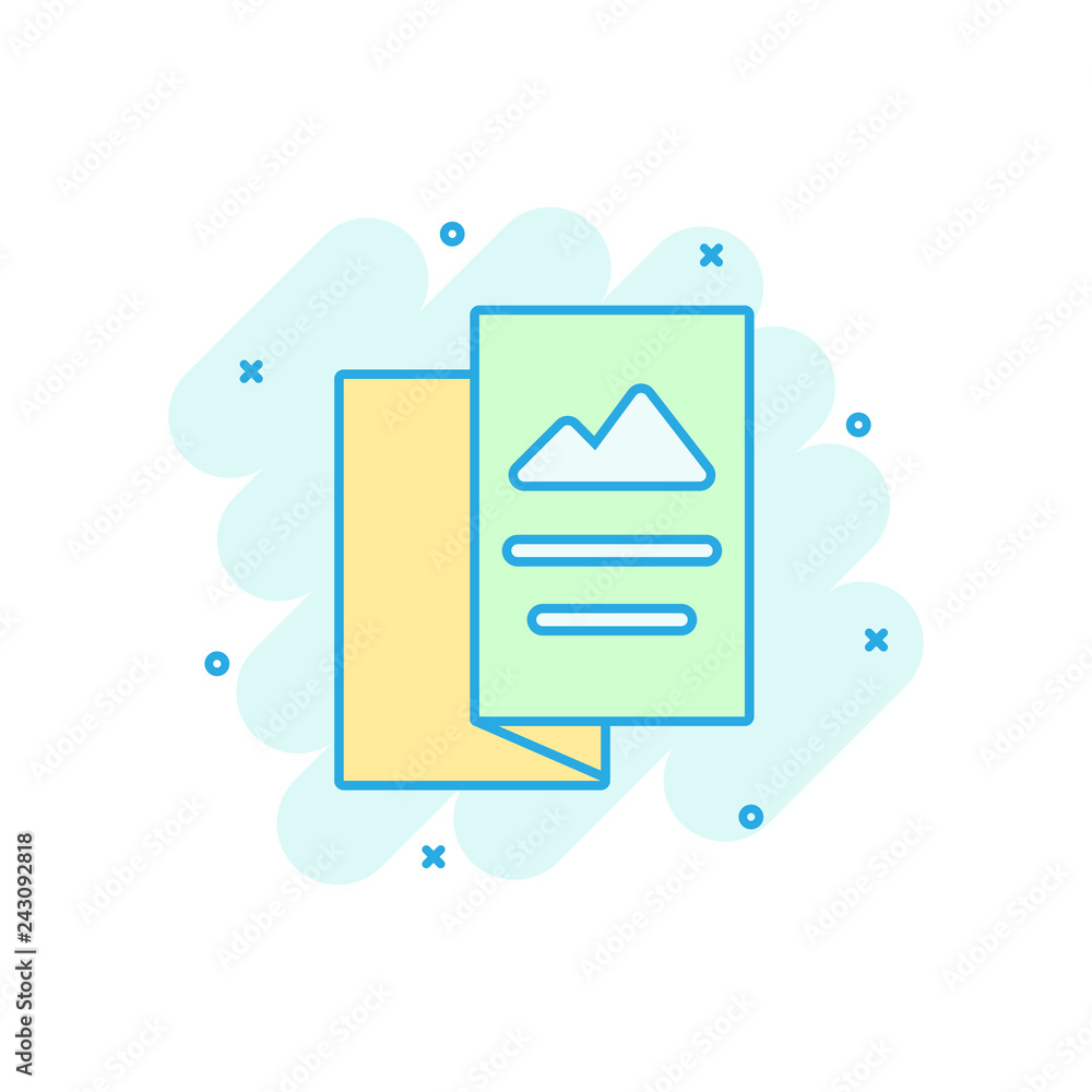 Flyer leaflet icon in comic style. Brochure sheet vector cartoon ...