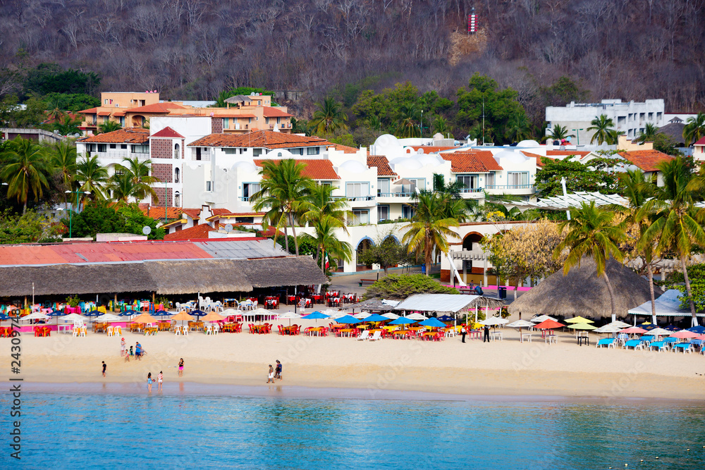 Huatulco, Mexico, beach. Huatulco Bay is a picturesque Paradise with ...
