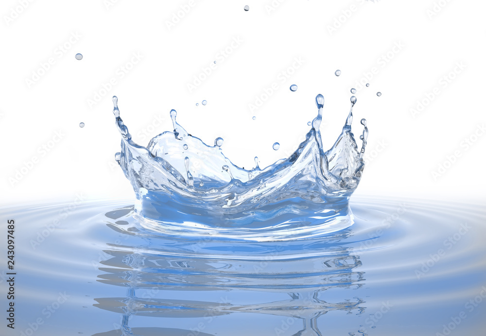 Water crown splash in a water pool on white. Stock Illustration | Adobe ...