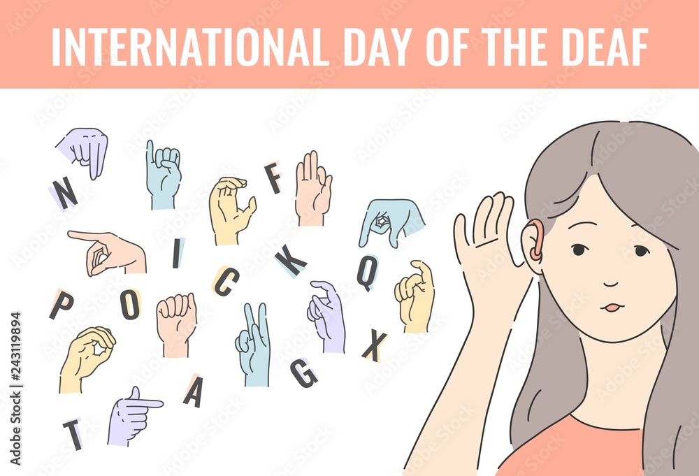 Vecteur Stock Vector world deaf dat holiday with deaf-mute alphabet ...