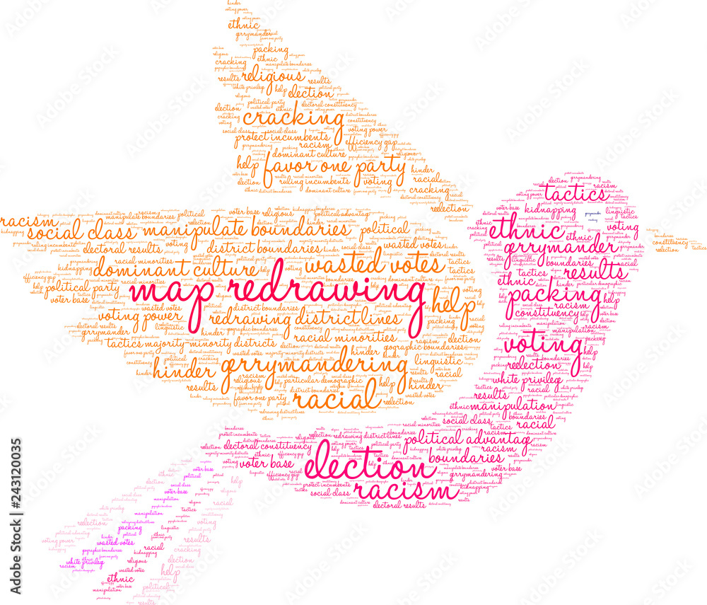 Map Redrawing Word Cloud on a white background. Stock Vector | Adobe Stock
