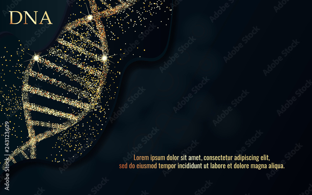 DNA sequence, DNA code structure with gold glow. Science concept ...