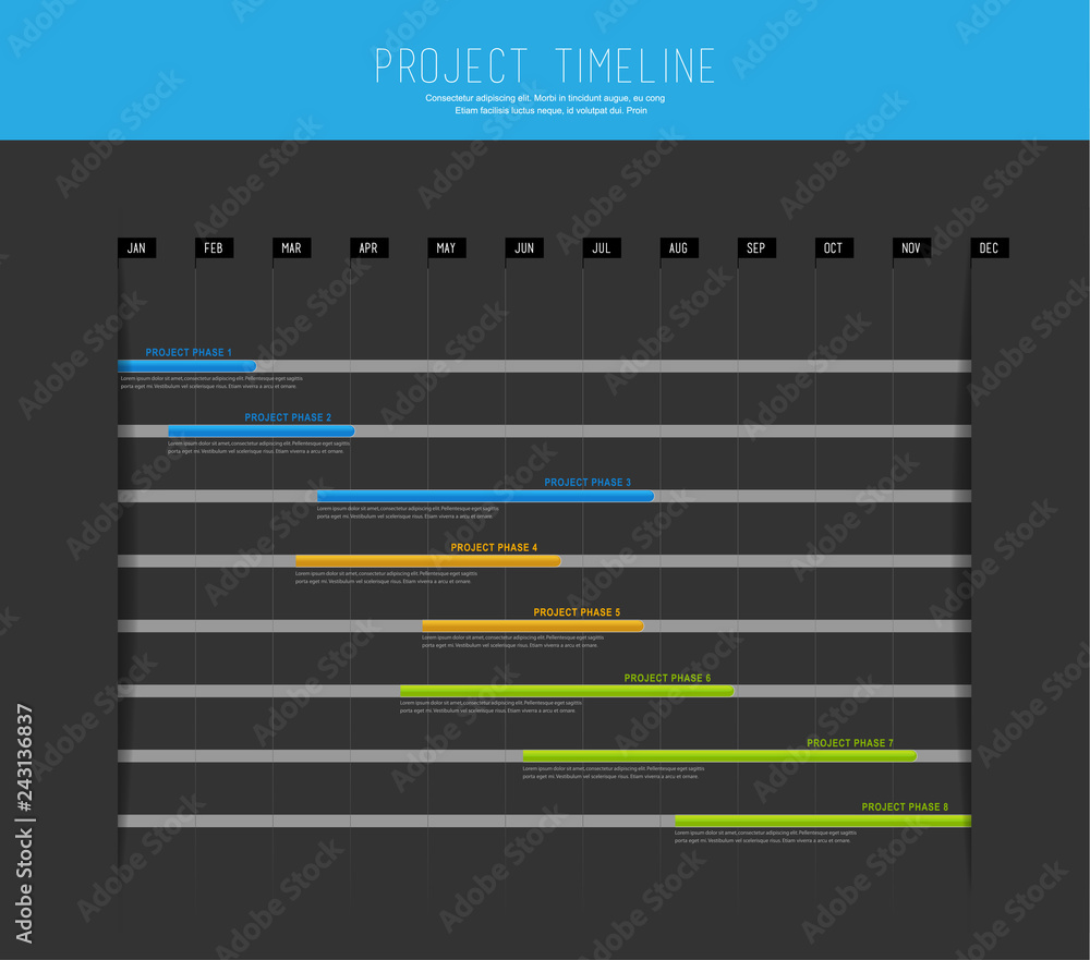 Project timeline graph vector illustration background with colorful ...