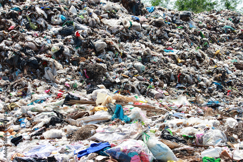 Mountain garbage, large and degraded garbage pile, Pile of stink and ...