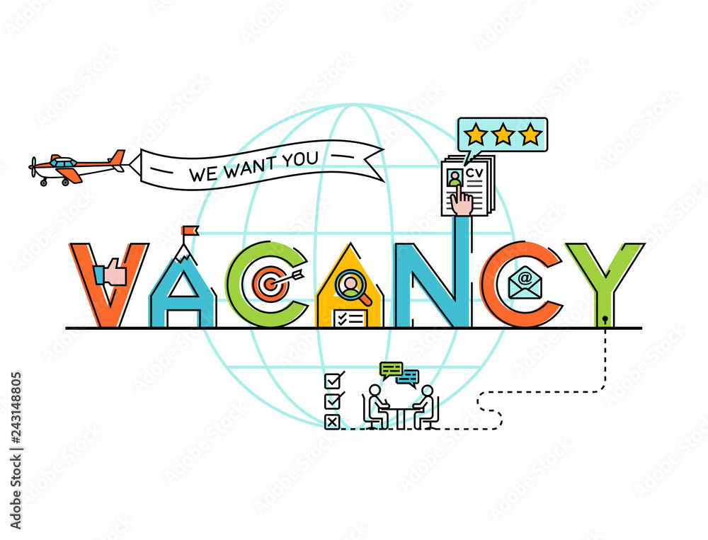 Vacancy Word Line Design Job Offer Apply Career Path Business Success ...