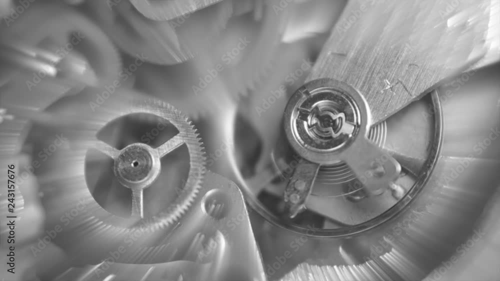 Black and white Background with metal cogwheels clockwork mechanism ...