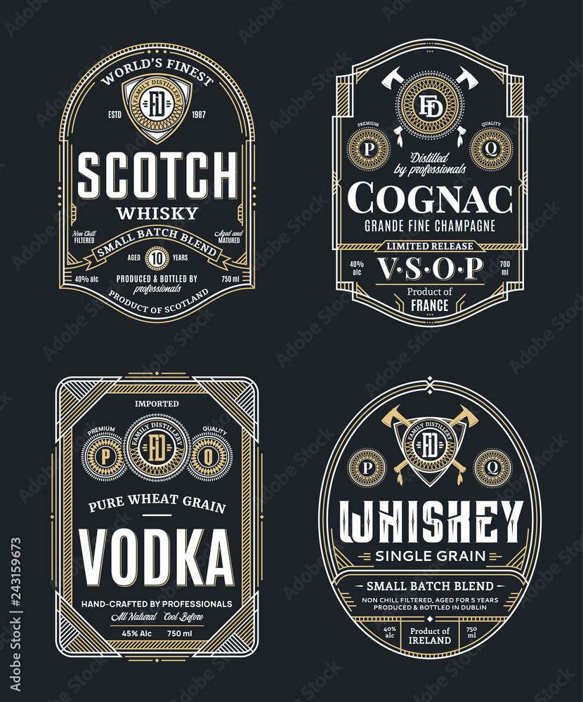 Alcoholic drinks labels Stock Vector | Adobe Stock