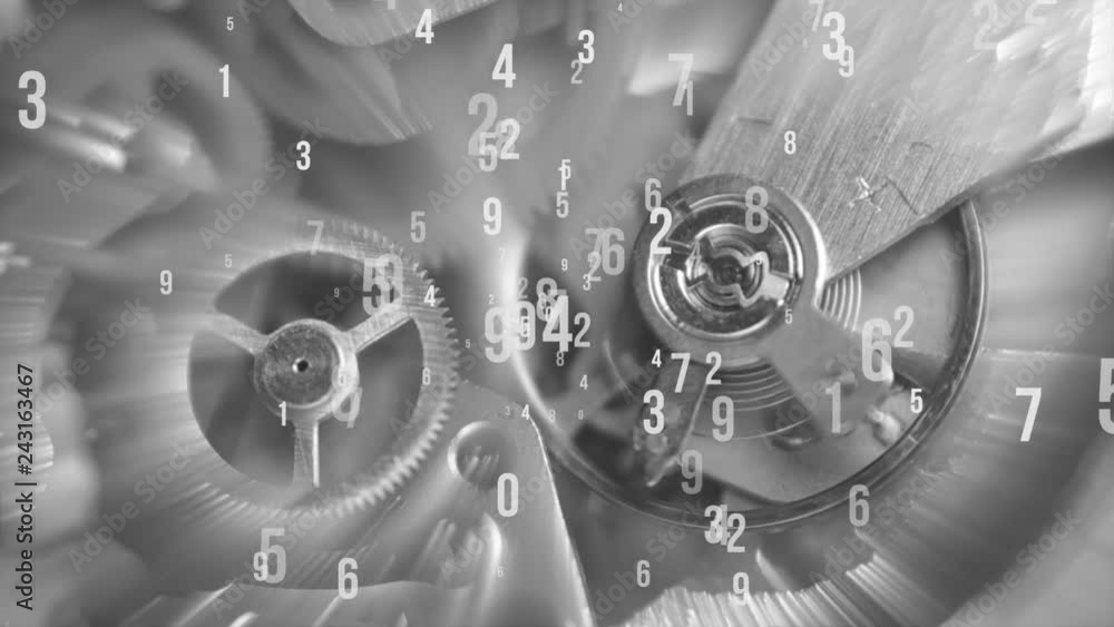 Black and white Background with metal cogwheels clockwork mechanism and ...