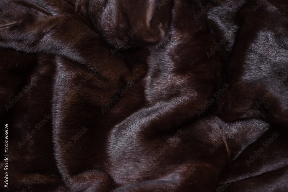 Natural mink fur brown. Texture, background. Natural brown mink coat ...