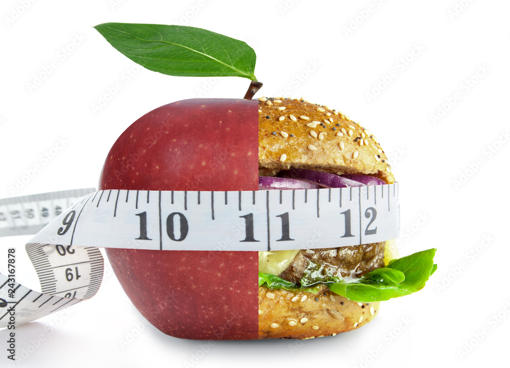 Healthy and unhealthy food nutrition choices concept Stock Photo ...