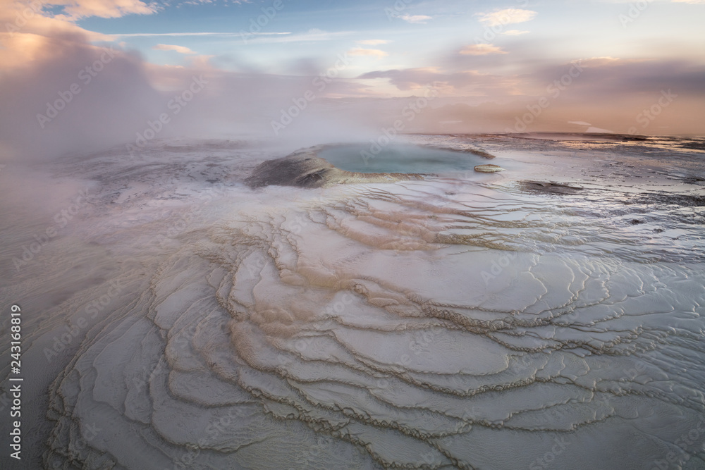 Geothermal hot spring in Hveravellir Nature Reserve in Iceland Stock ...