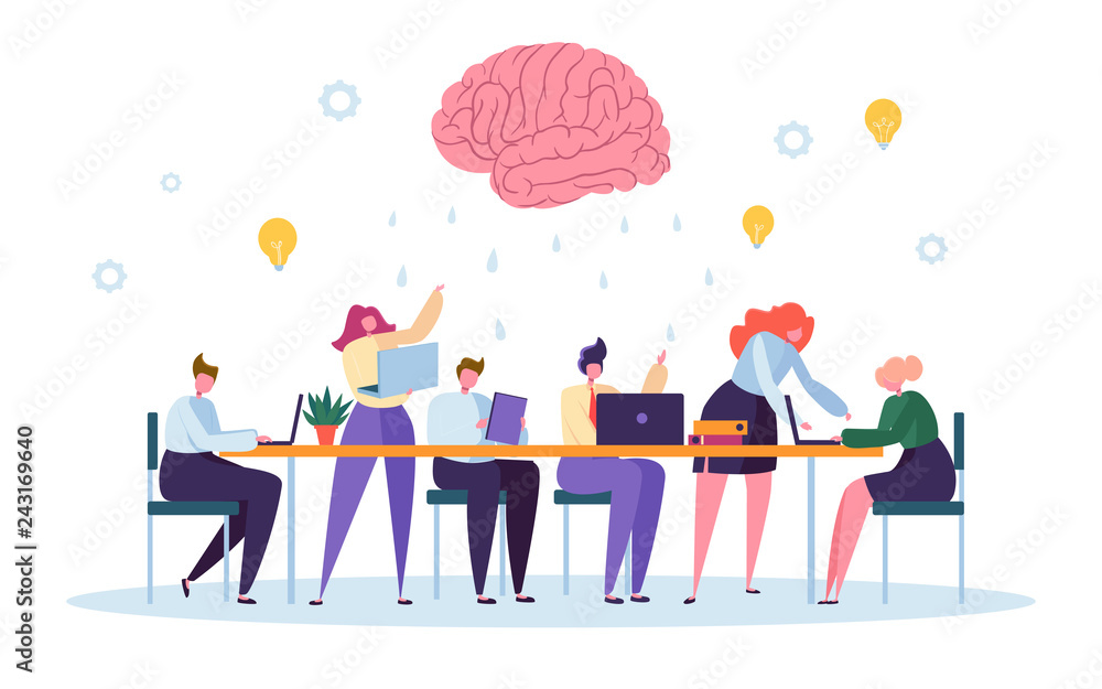 Office Team Character Brainstorm Work Conference. Business People Group ...