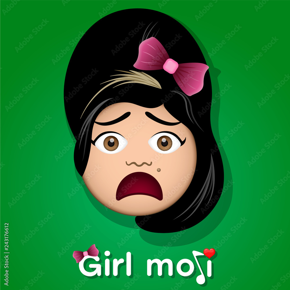 Female emoji. Isolated scared girl emoticon. Stock Vector | Adobe Stock