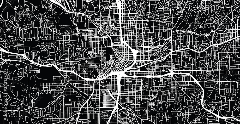 Urban vector city map of Atlanta, Georgia, United States of America ...