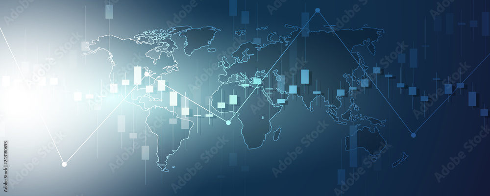 Stock exchange chart market investment trading with world map. Trading ...