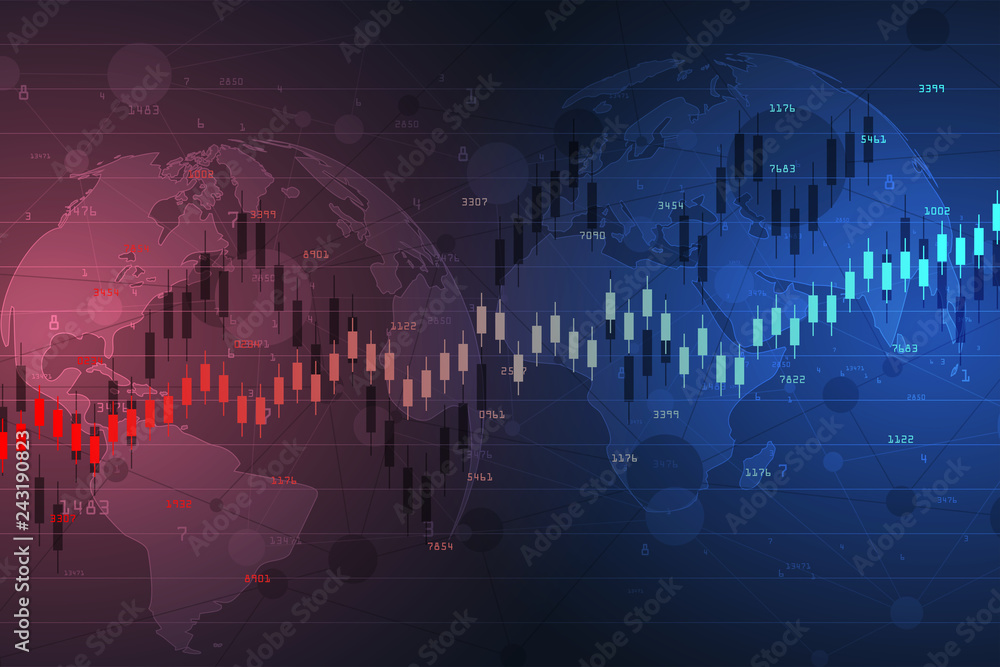Stock exchange chart market investment trading with world map. Trading ...