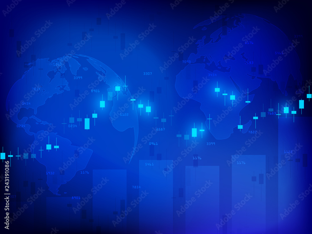 Stock exchange chart market investment trading with world map. Trading ...