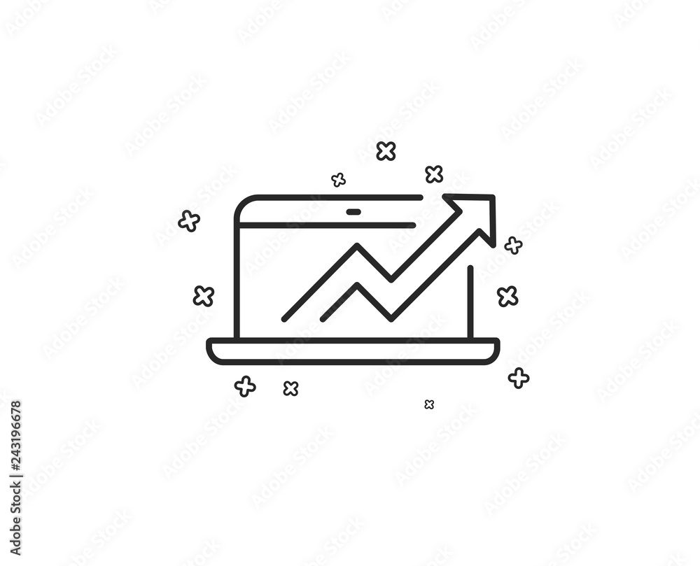 Data Analysis and Statistics line icon. Report graph or Chart sign ...