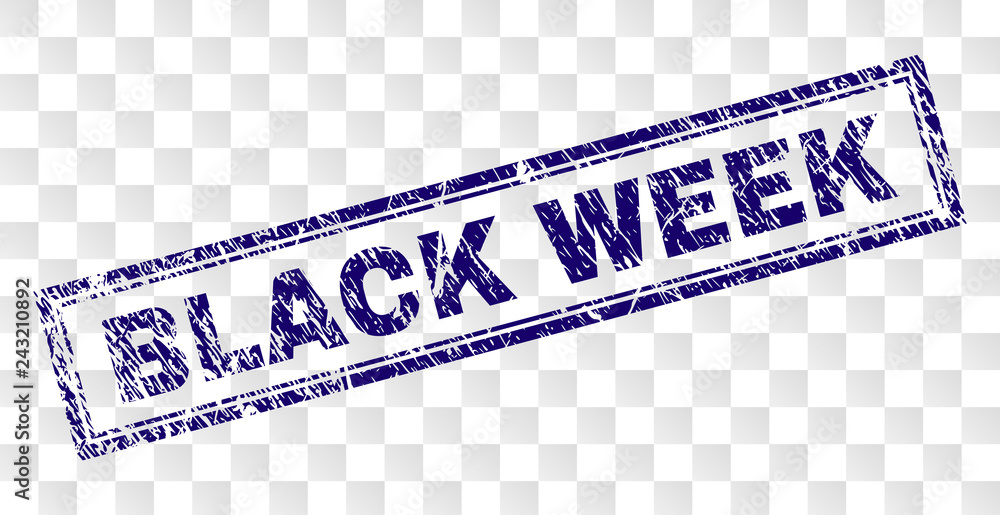 BLACK WEEK stamp seal print with scratched style and double framed ...