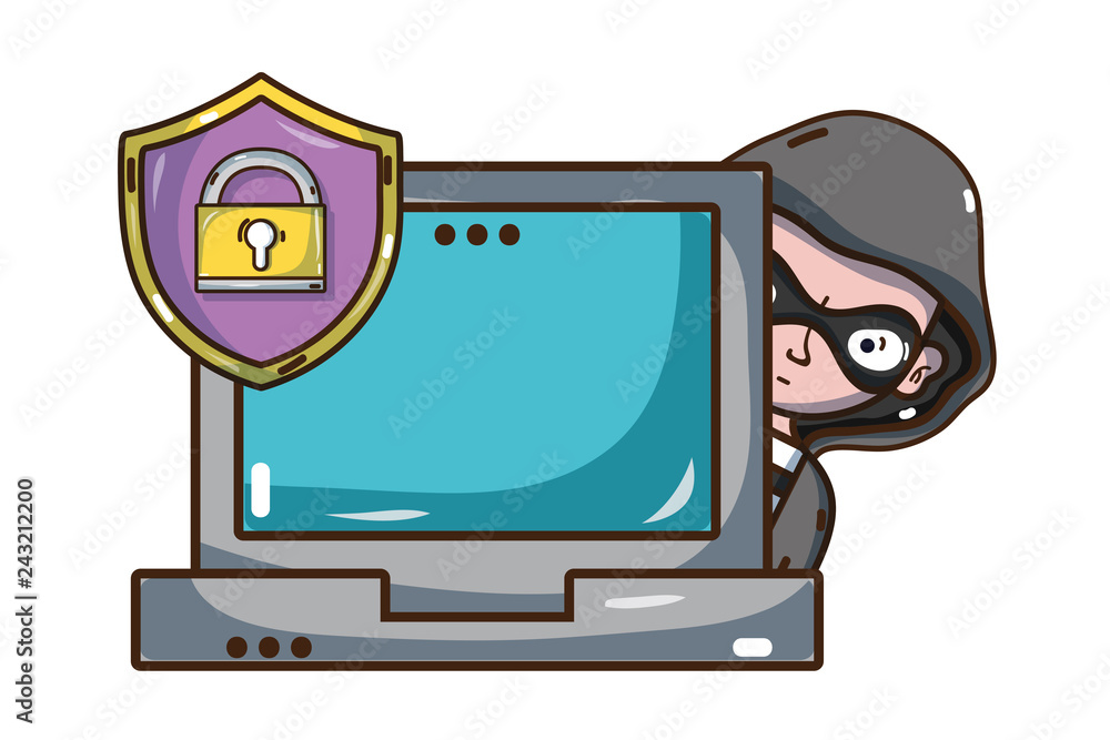 cybersecurity threat cartoons Stock Vector | Adobe Stock