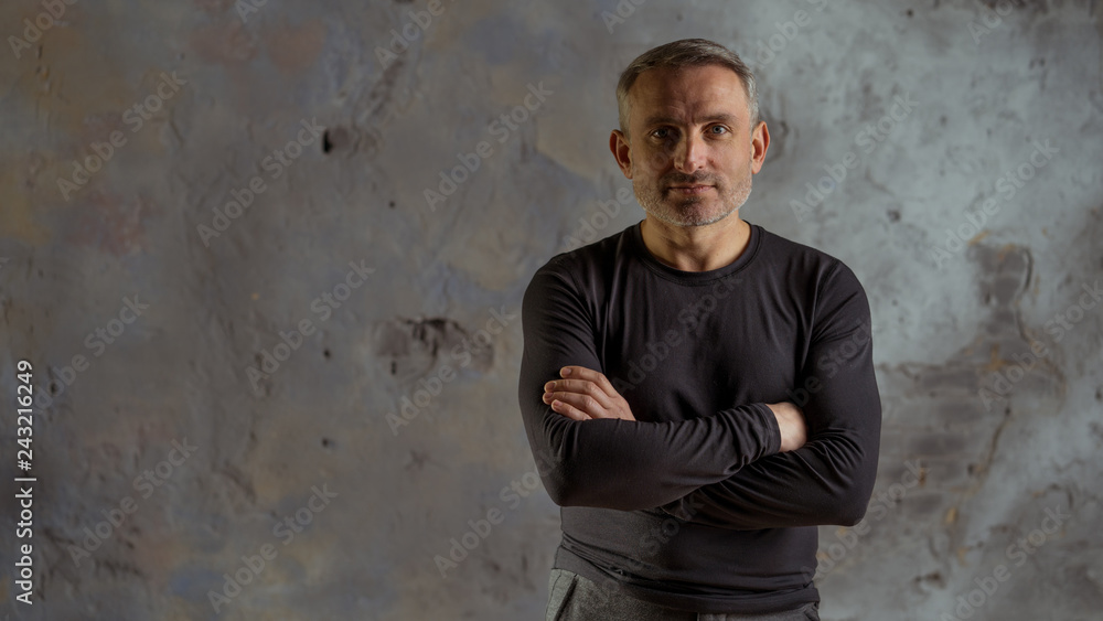 brave 45 years old men model with gray hair and beard Photos | Adobe Stock