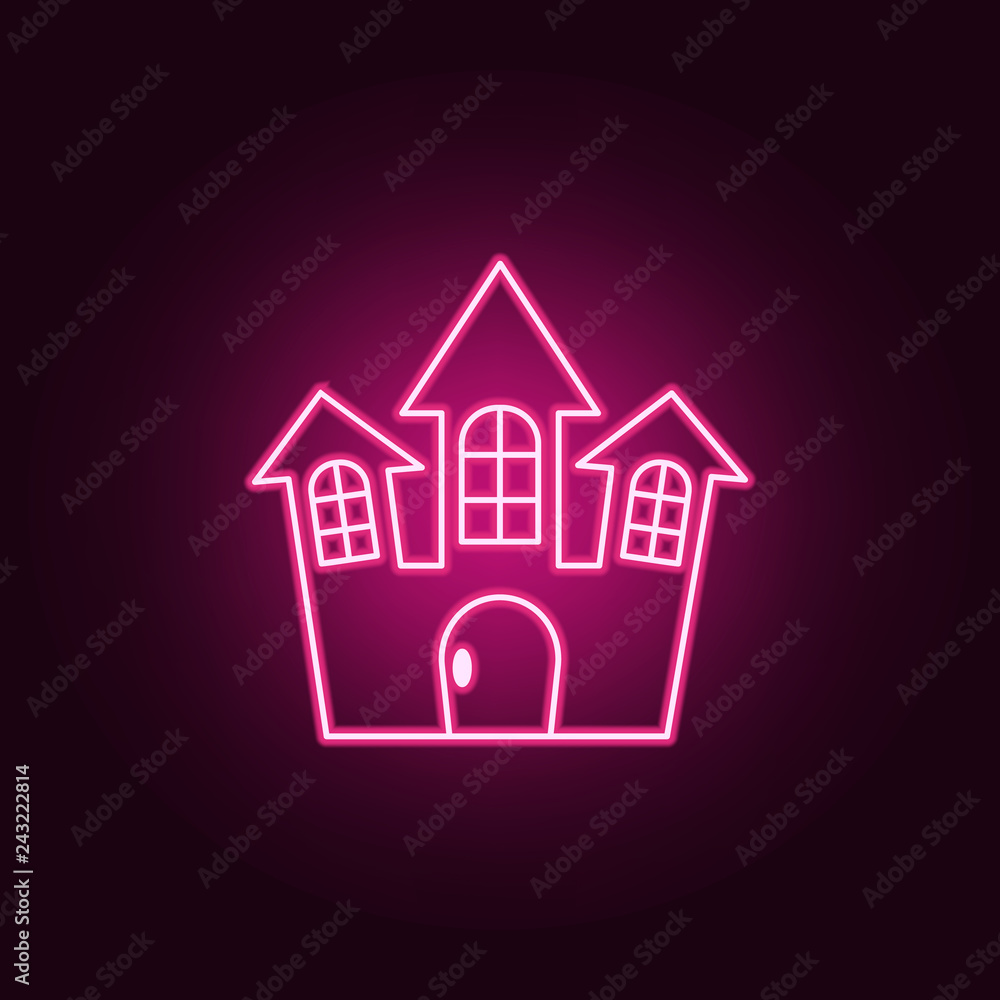 Horror house for Halloween icon. Elements of Halloween in neon style ...