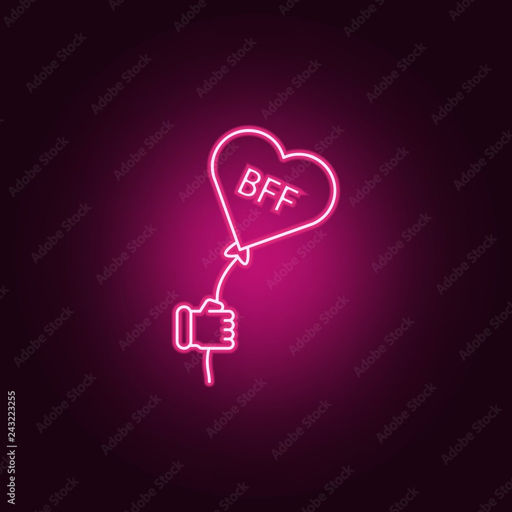 BFF heart icon. Elements of Friendship in neon style icons. Simple icon ...