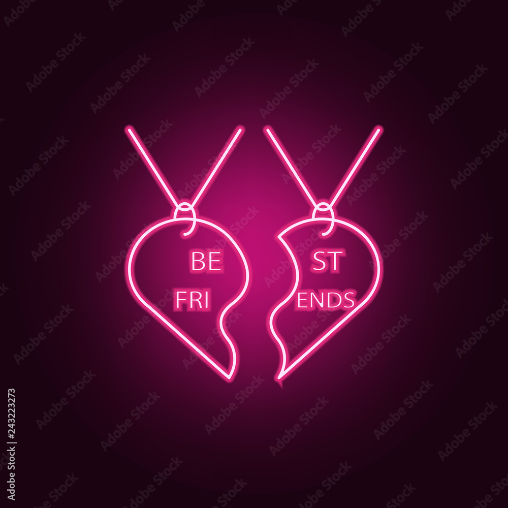 pendant best friends icon. Elements of Friendship in neon style icons ...