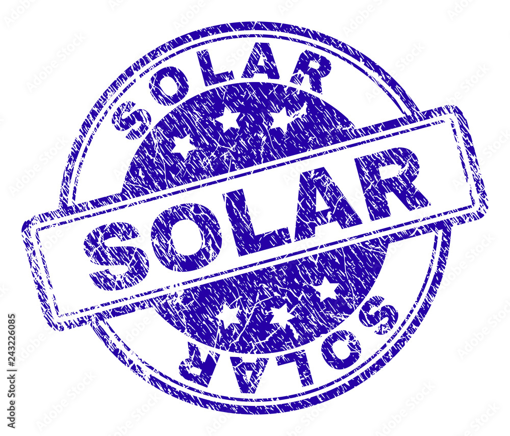 SOLAR stamp seal watermark with grunge texture. Designed with rounded ...