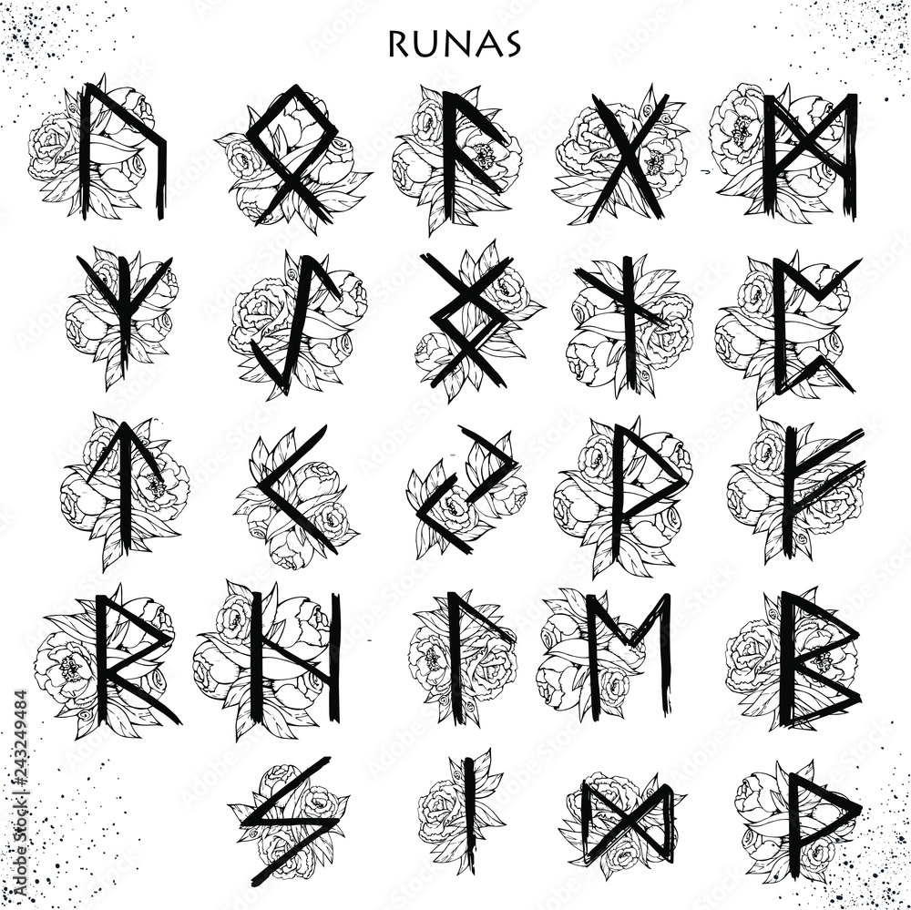 Set of Old Norse Scandinavian runes. Rune alphabet. Stock Vector ...