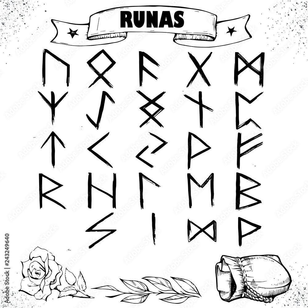 Set of Old Norse Scandinavian runes. Rune alphabet. Stock Vector ...