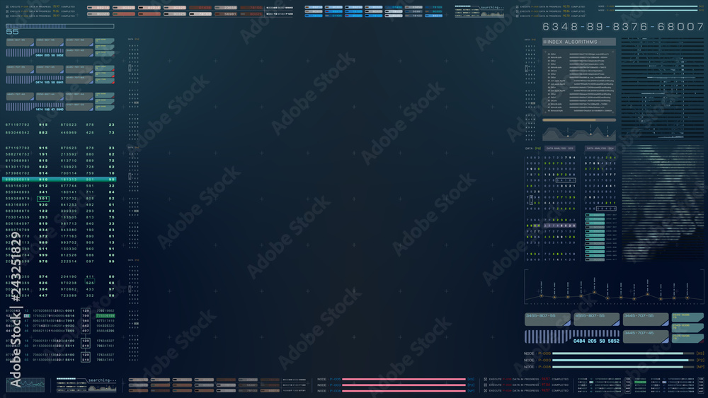 Futuristic motion graphic user interface head up display screen with ...