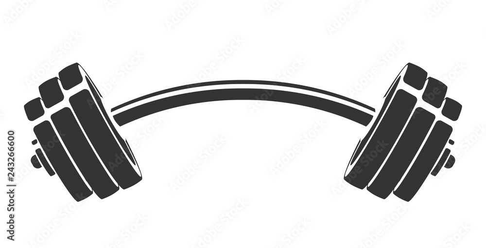 Vector hand drawn silhouette of curved dumbbell isolated on white ... Vector hand drawn silhouette of curved dumbbell isolated on white ...